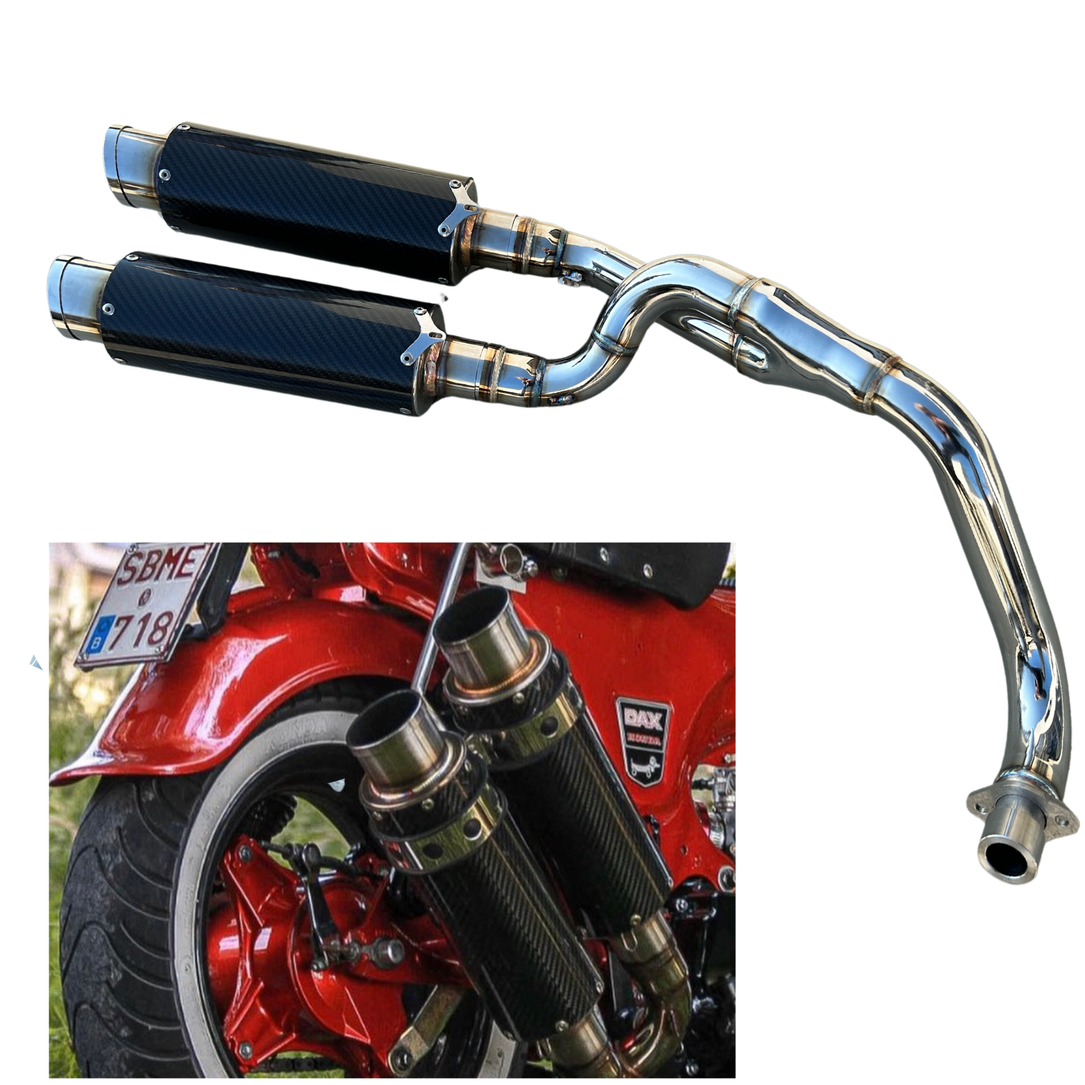 Carbon Twin uitlaat voor Dax 'The Shotgun' – Motordash